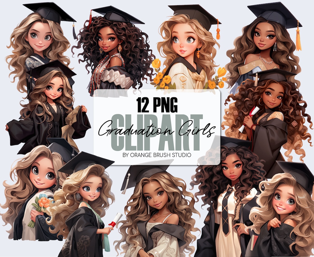 Graduation Girl PNG Clipart Bundle for Senior 2025. Graduation Doll ...