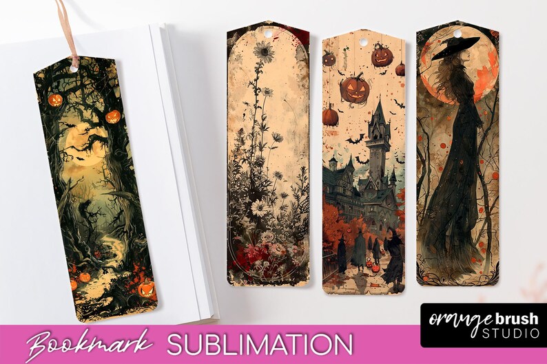 Vintage Halloween Bookmark PNG, Junk Journal Bookmarks, Printable ...