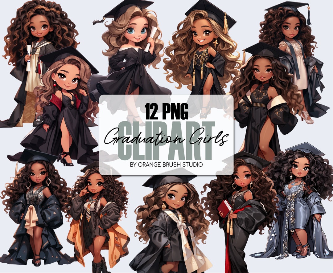 Graduation Girl Clipart Bundle, Fashion Girl Clipart, Chibi Girls PNG ...