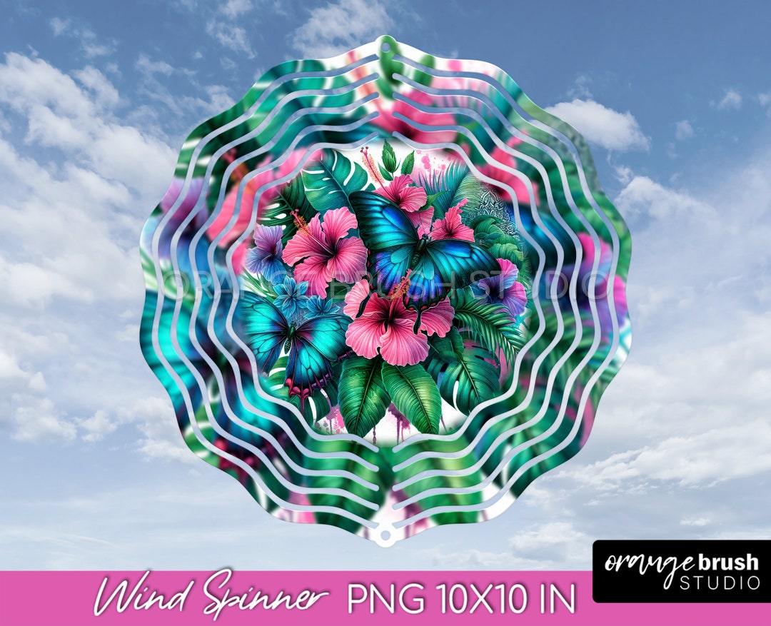 Glitter Butterfly Wind Spinner Sublimation Design. Summer Tropical ...