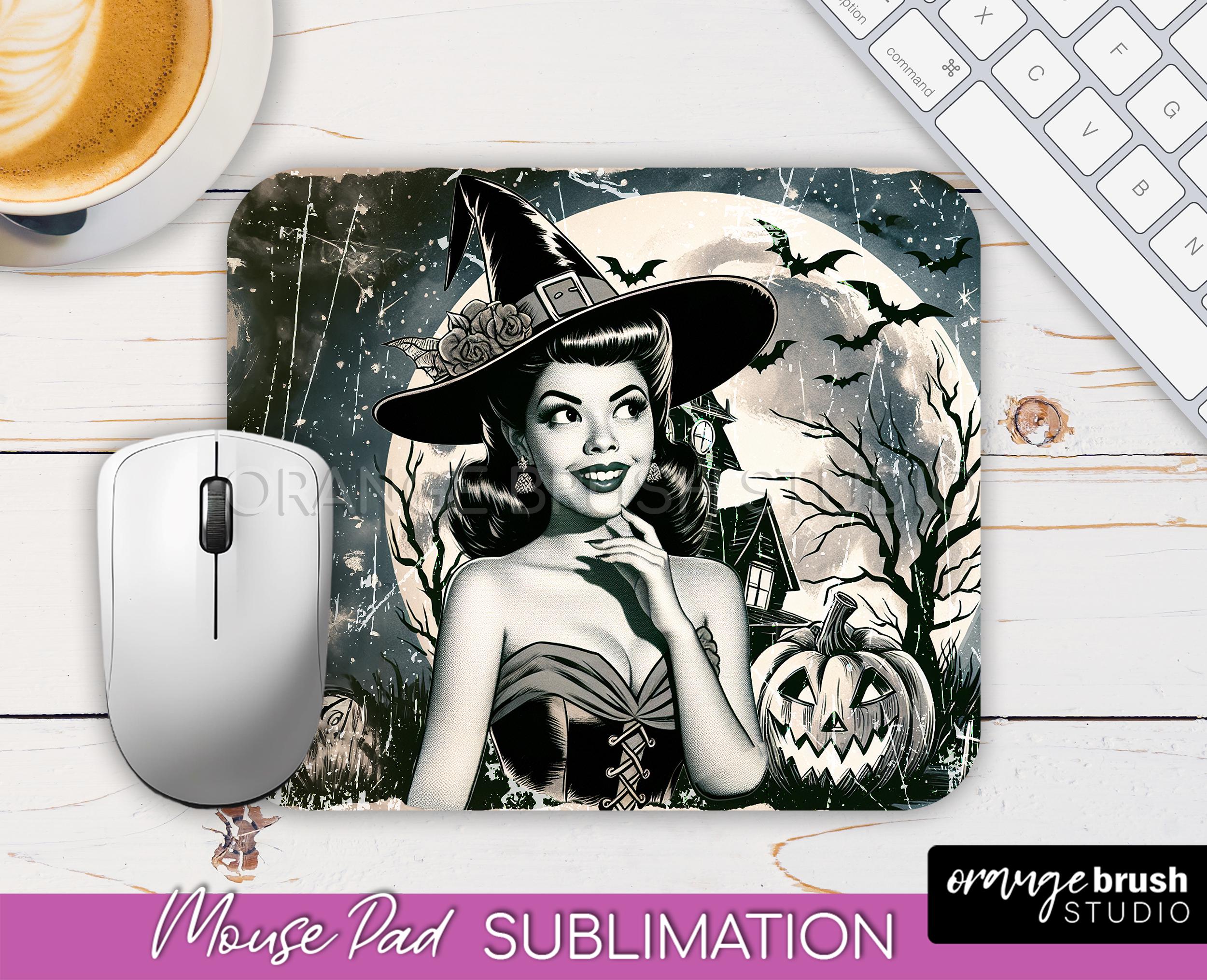 Witch Mouse Pad PNG Bundle, Retro Halloween Mouse Pad Sublimation ...