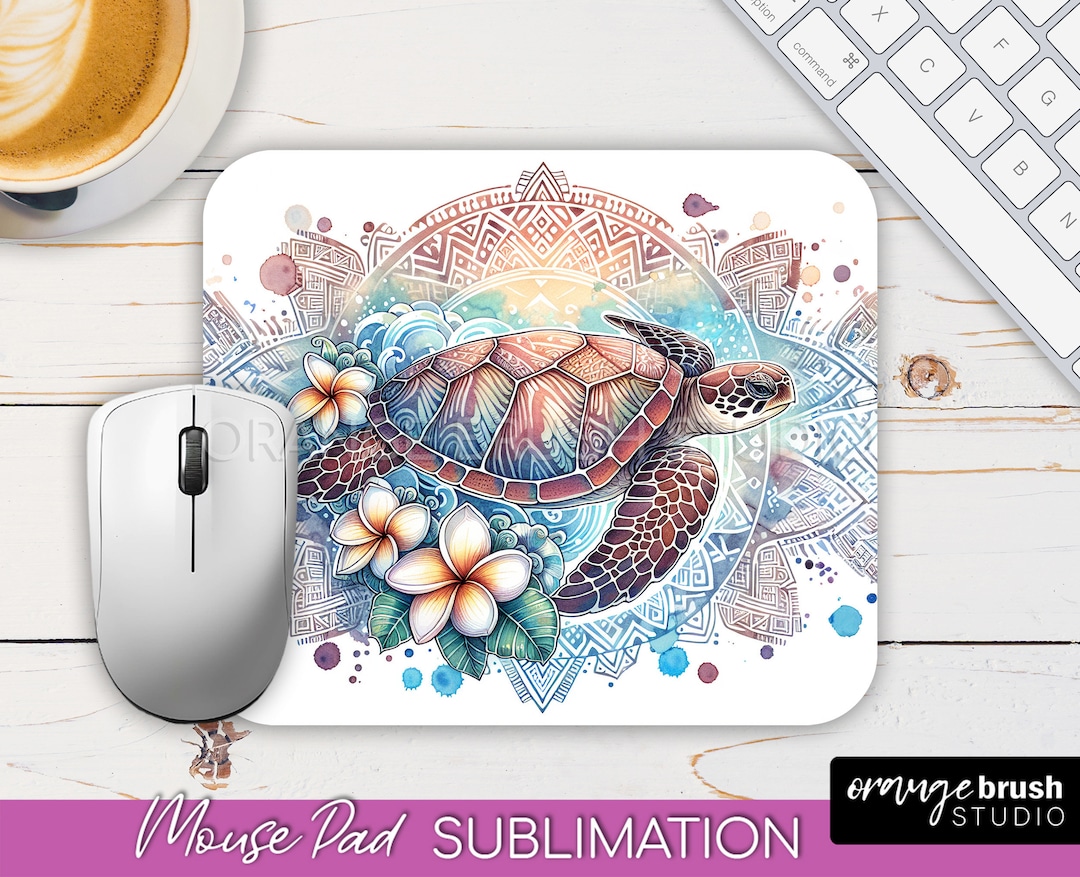 Sea Turtle Mouse Pad Sublimation PNG, Beach Mouse Pad Design. Ocean ...