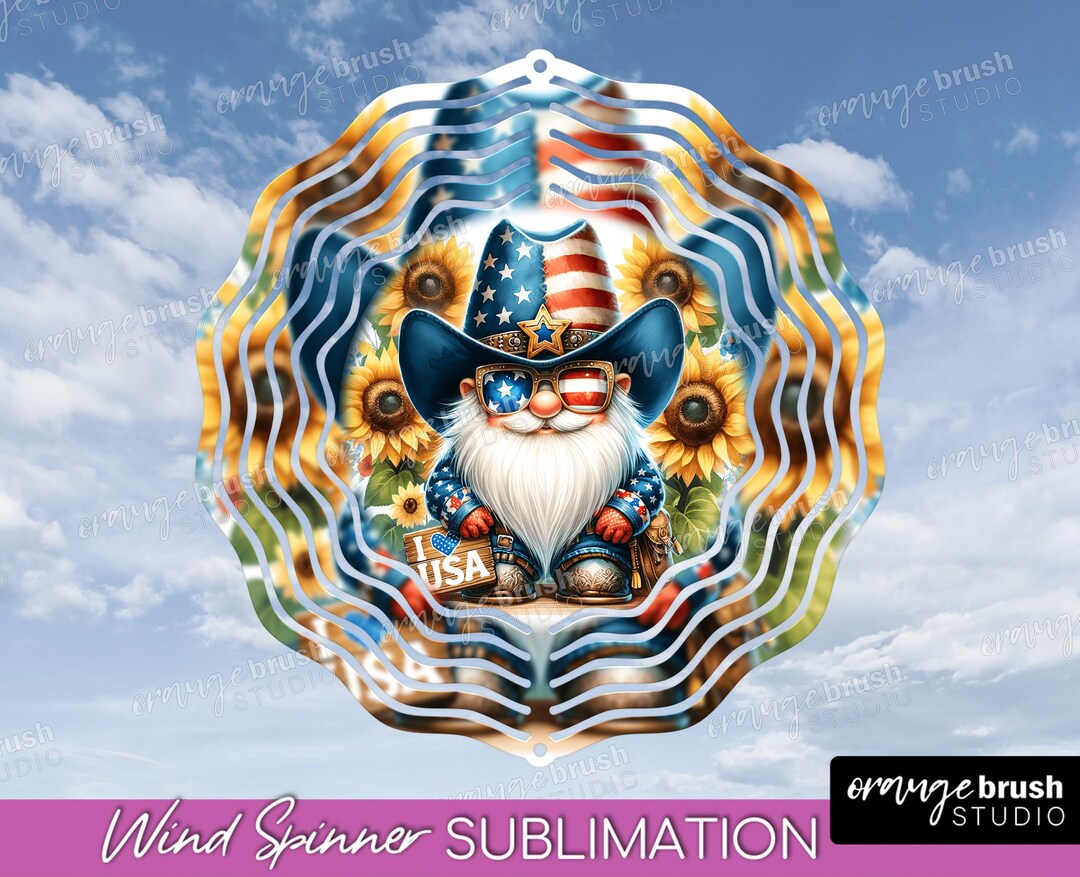 4th of July Gnome Wind Spinner PNG Sublimation, Funny Patriotic Gnome ...