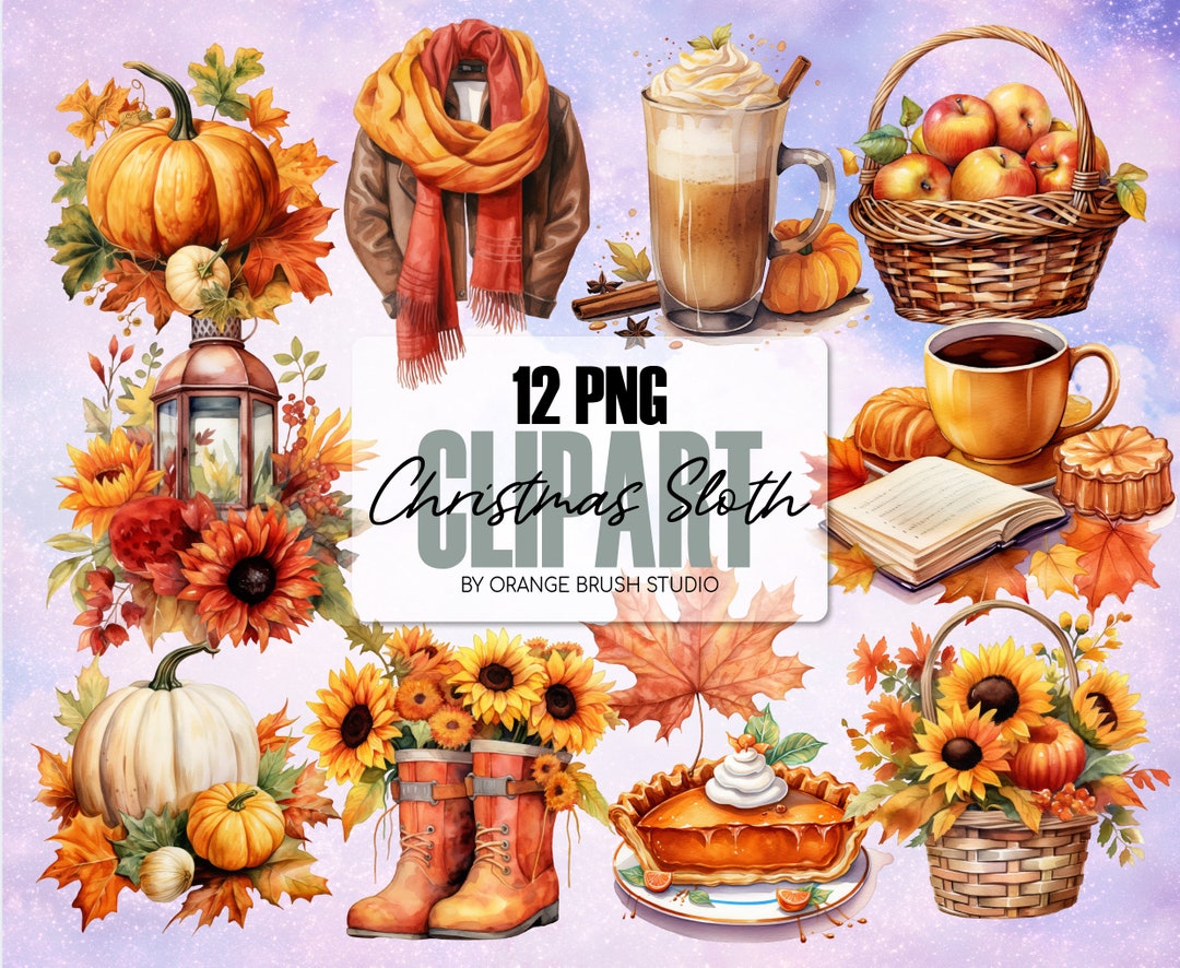 Cozy Fall Clipart, Autumn Clipart Bundle. Fall PNG Files, Pumpkin ...