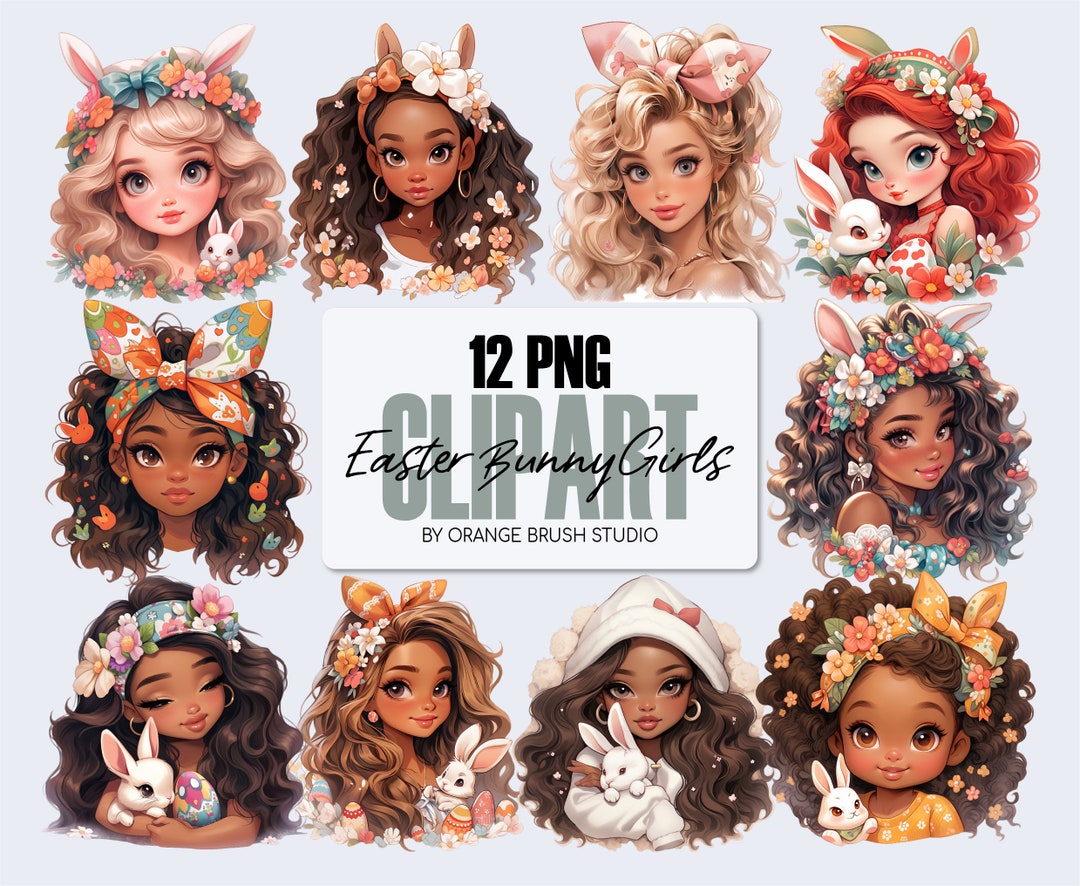 Easter Girl Clipart Bundle - Easter Bunny Girl Clipart. Fashion Dolls ...