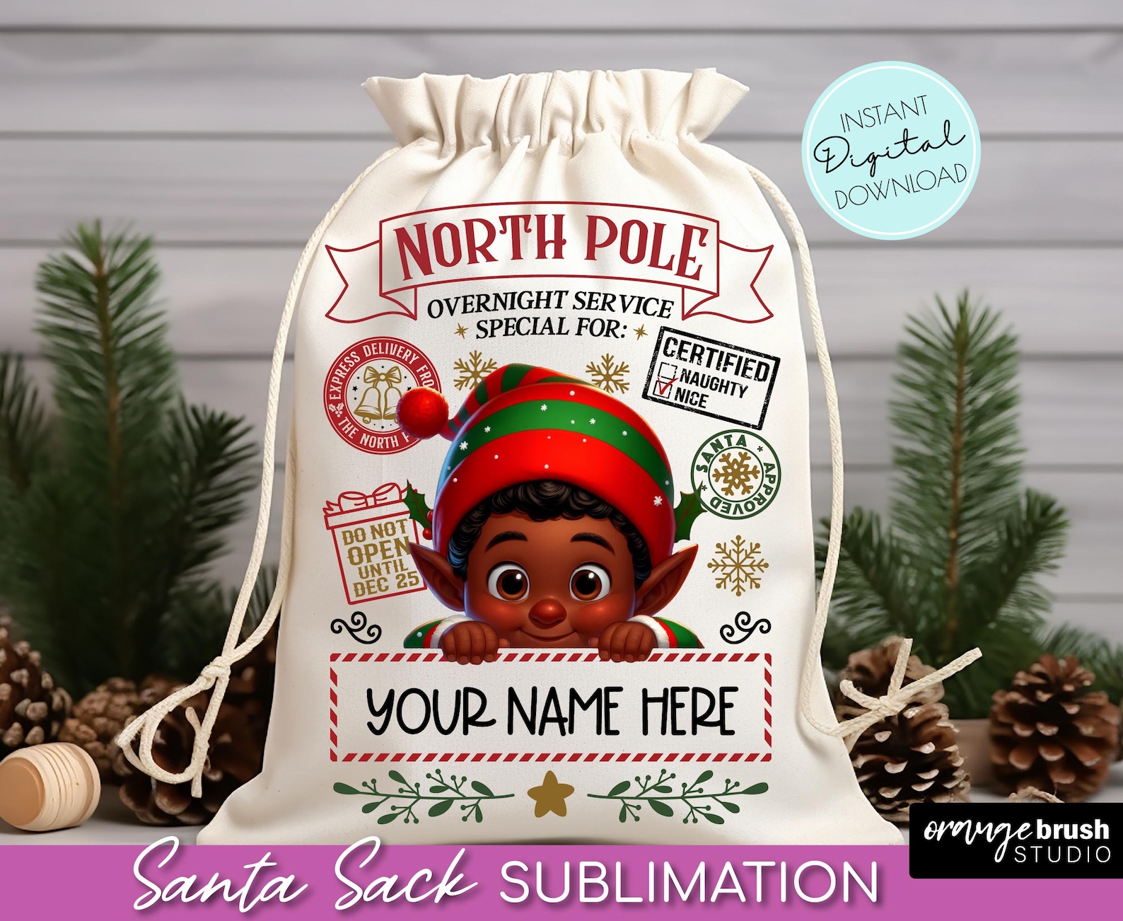 Santa Sack PNG Bundle, North Pole Delivery, Black Santa Gift Bag ...