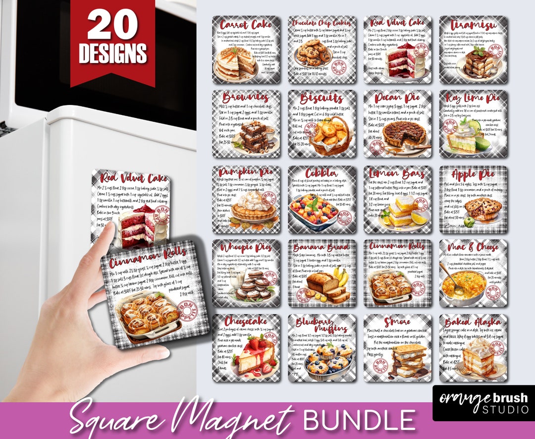 Baking Recipe Magnet Sublimation Bundle. Food Recipe Designs, Fridge ...