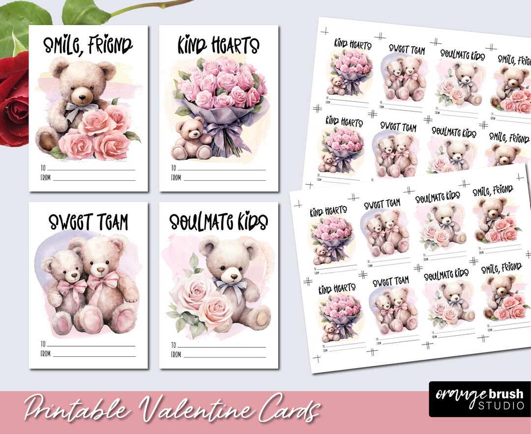 Printable Valentine's Day Cards, Classroom Valentine Cards for Kids, 2. ...