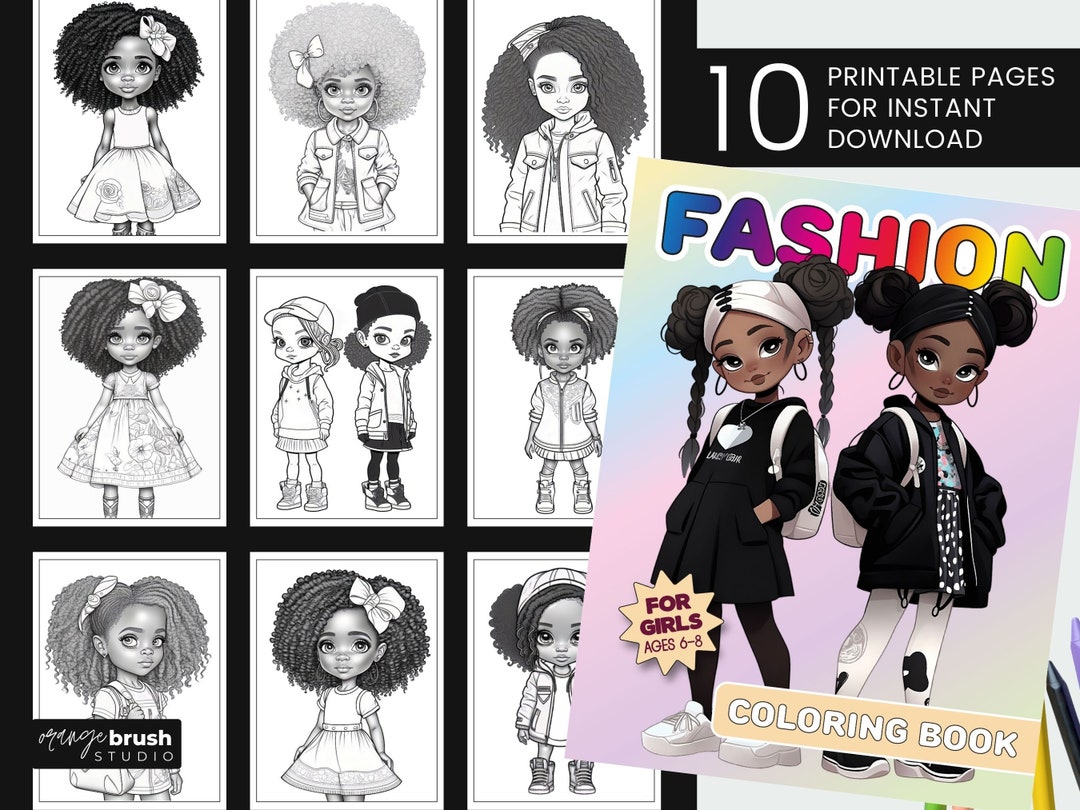 Black Girl Fashion Coloring Book | Kids Coloring Pages. Printable ...