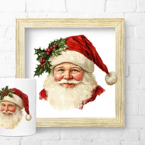 Vintage Santa Clipart Bundle. Retro Christmas PNG Designs, Santa Face ...