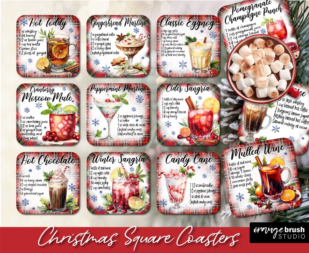 Christmas Square Coaster Sublimation Bundle, Christmas Coaster Bundle ...