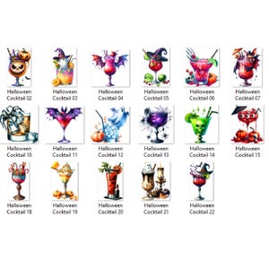 Halloween Cocktails Clipart Bundle, Spooky Cocktail PNG Designs. Creepy ...