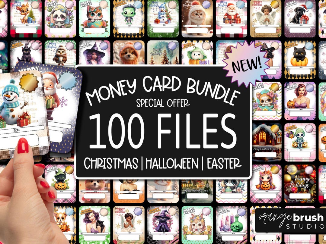 Printable Money Card Mega Bundle – 100 PNG Money Holder Designs, Cute ...