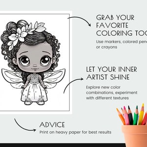 Chibi Fairies Coloring Book, Printable Kids Coloring Page Bundle ...