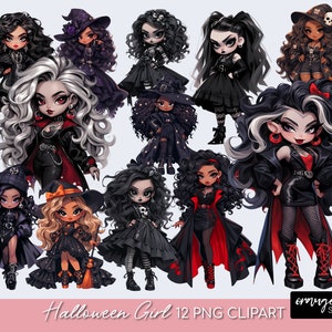 Halloween Girl Clipart, Cute Girl Sublimation, Chibi Clipart Bundle ...