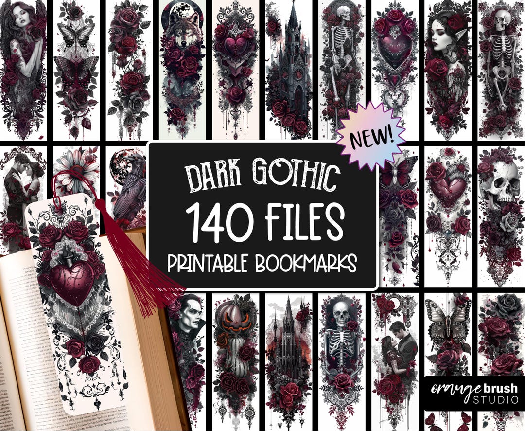 Dark Gothic Bookmark PNG, Junk Journal Bookmarks, Dark Academia ...