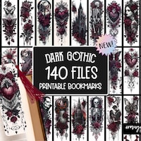 Goth Halloween Bookmarks • Gothic Printable Bookmarks • Skull & Bones ...
