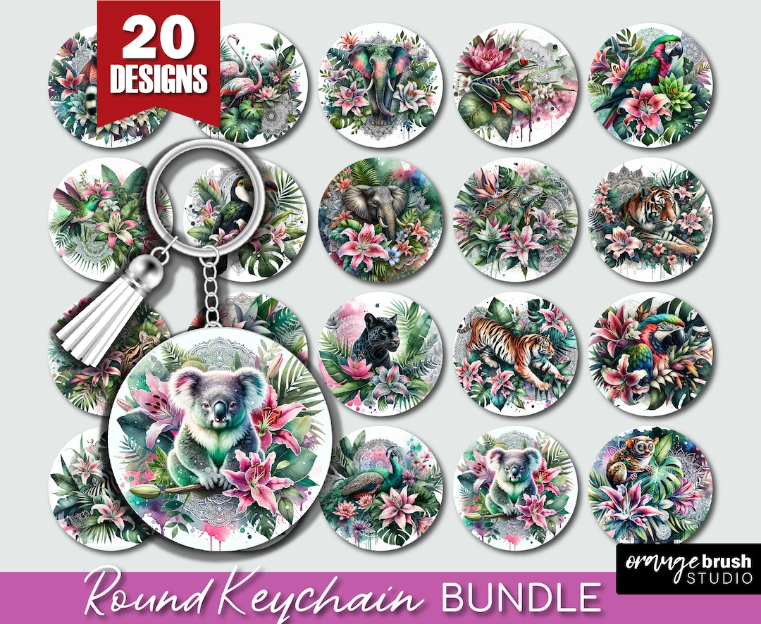 Tropical Animals Keychain Sublimation - Summer Keychain PNG Bundle ...