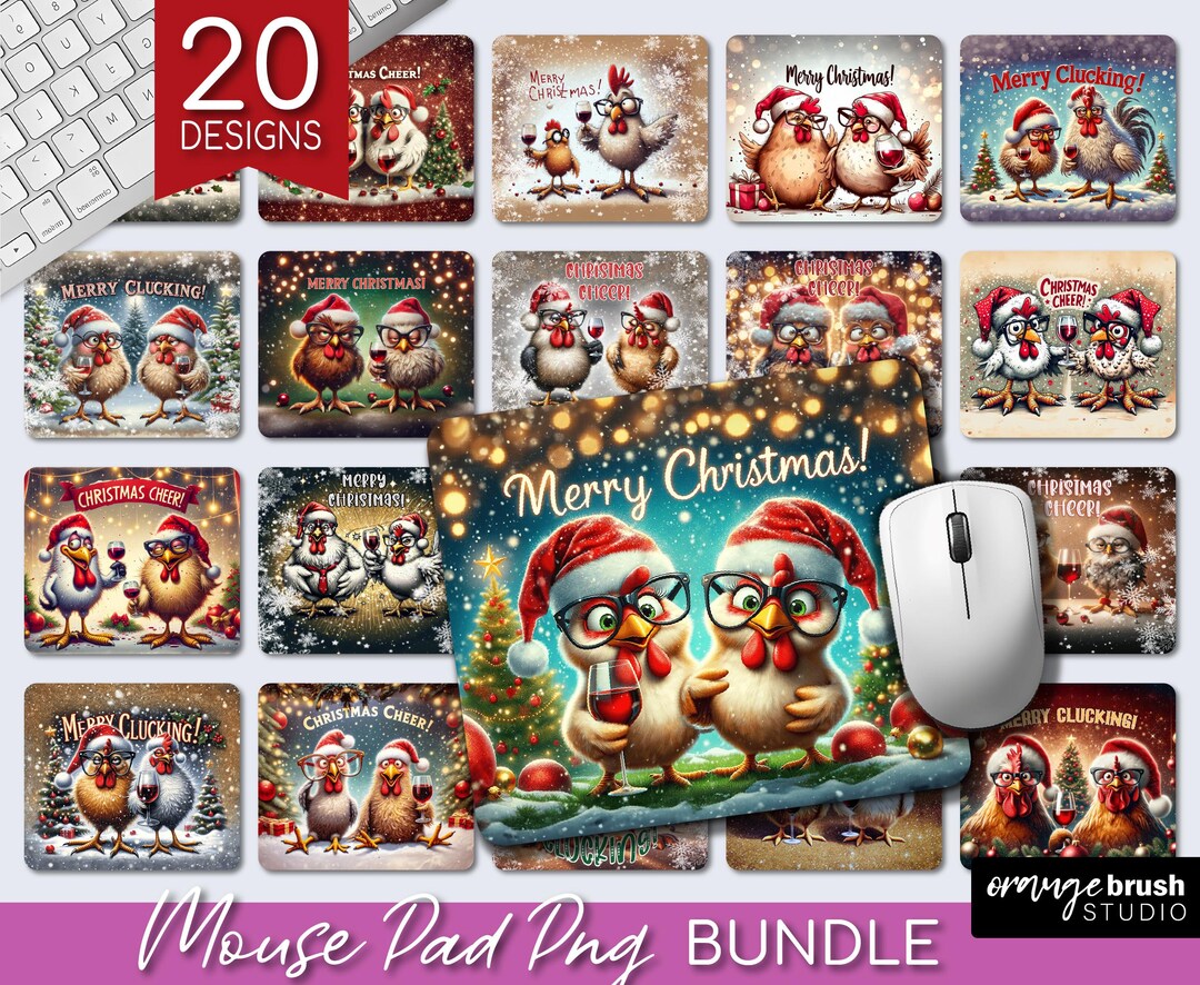 Christmas Chicken Mouse Pad Sublimation Bundle, Funny Christmas Mouse ...