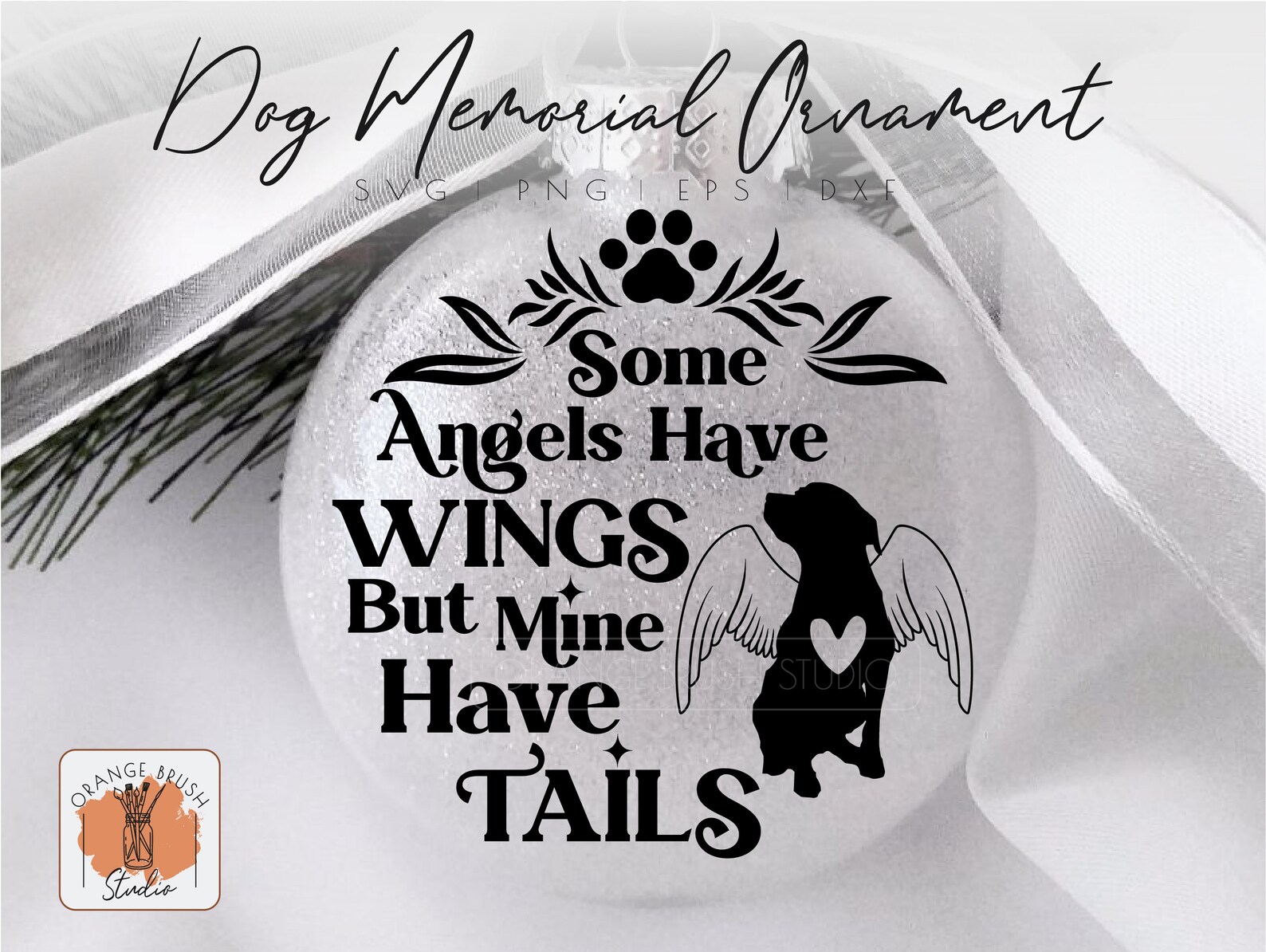 Angel Dog Memorial Christmas Ornament SVG Cut File, in Loving Memory of ...