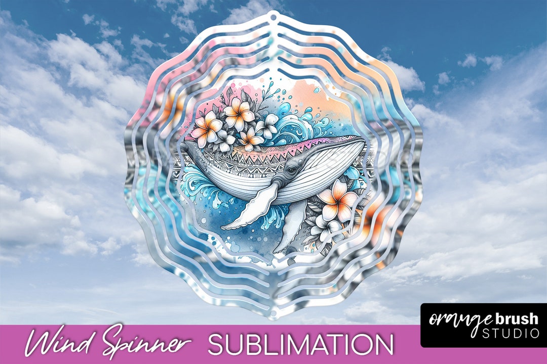 Whale Wind Spinner Sublimation Design. Flowers Wind Spinner Template ...