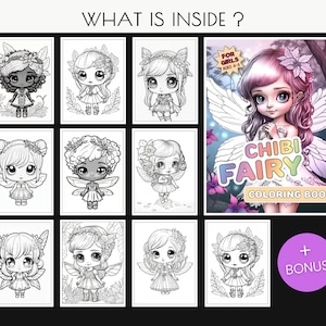Chibi Fairies Coloring Page Bundle, Printable Kids Coloring Book ...