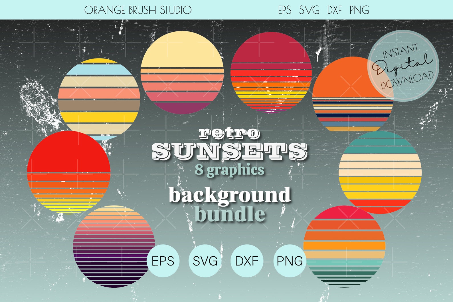 Retro Vintage Sunset SVG Bundle. Retro Sunsets Background - Etsy