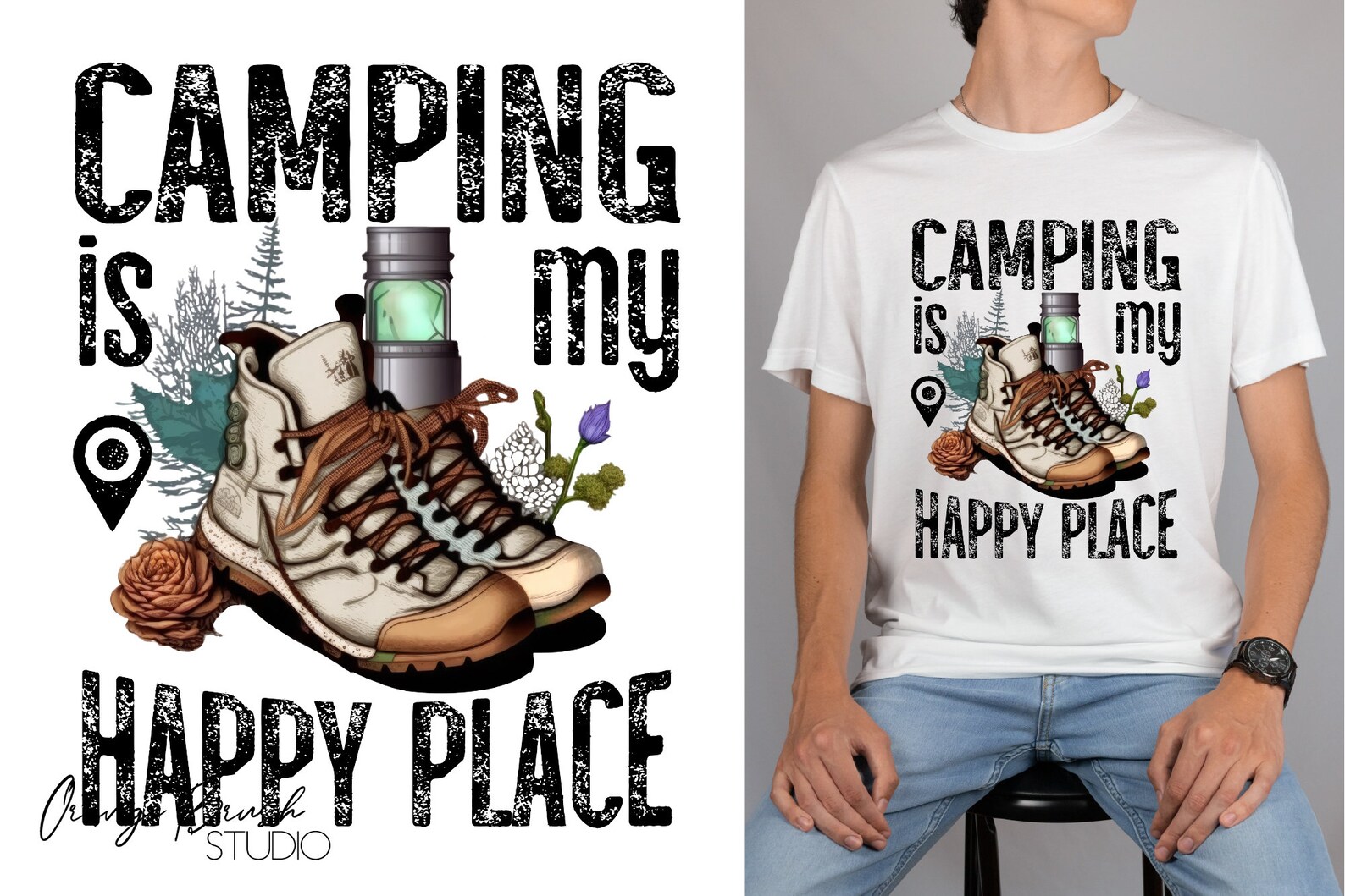 Camping Sublimation Design Happy Camper PNG Camping Quote - Etsy