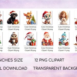Cute Christmas Animals Clipart Bundle, Xmas Watercolor Baby Animals PNG ...