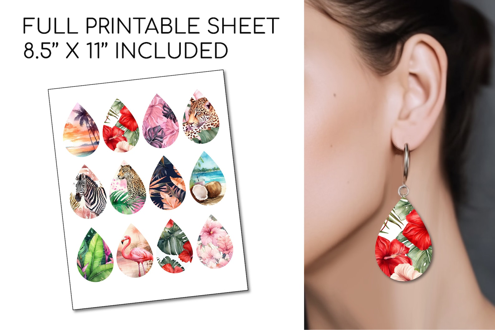 Summer Earrings Tear Drop Sublimation Design, Beach Earring Bundle ...