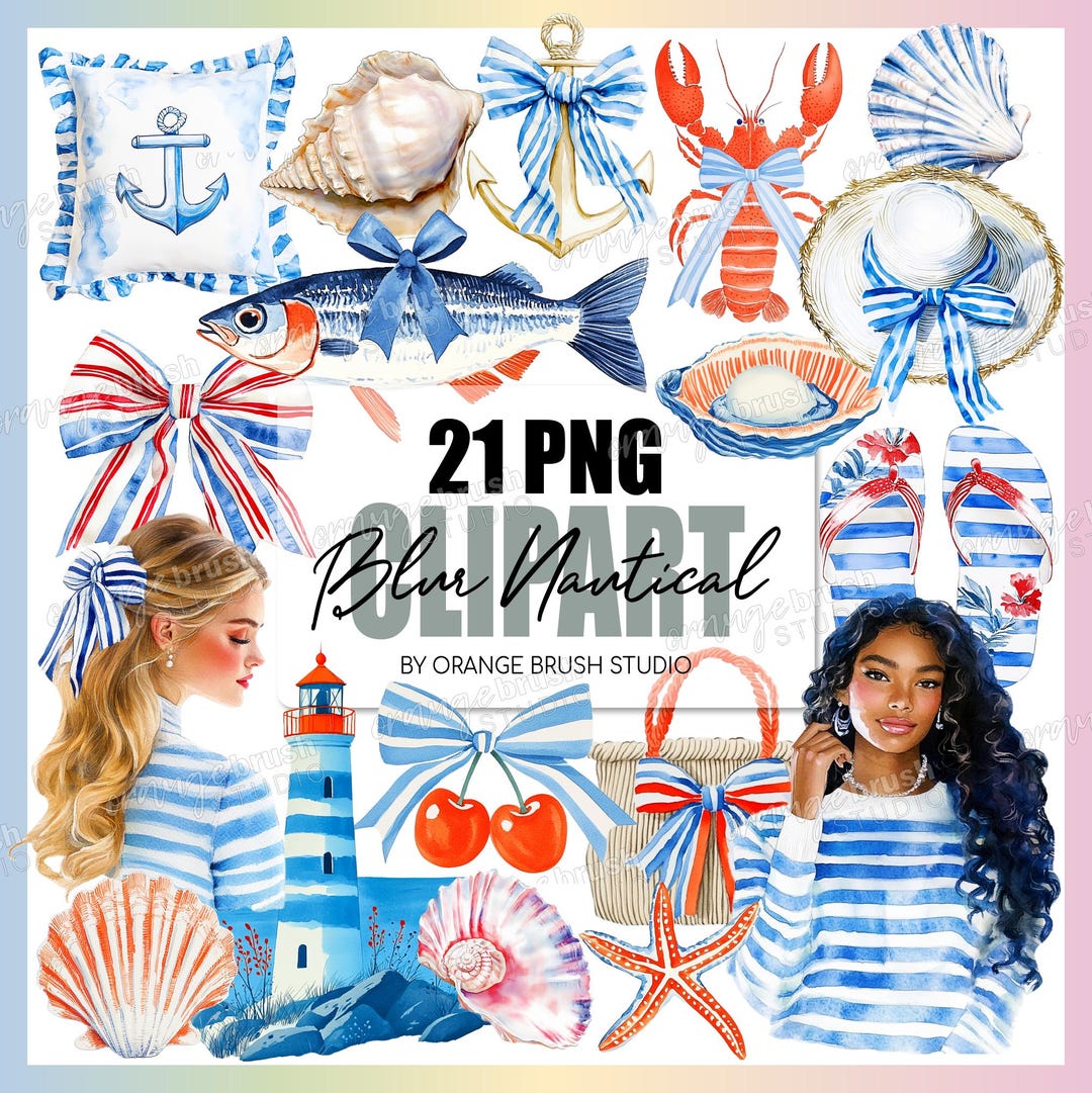 Nautical Clipart Bundle, Coquette Aesthetic Clipart 20 PNG Bundle ...