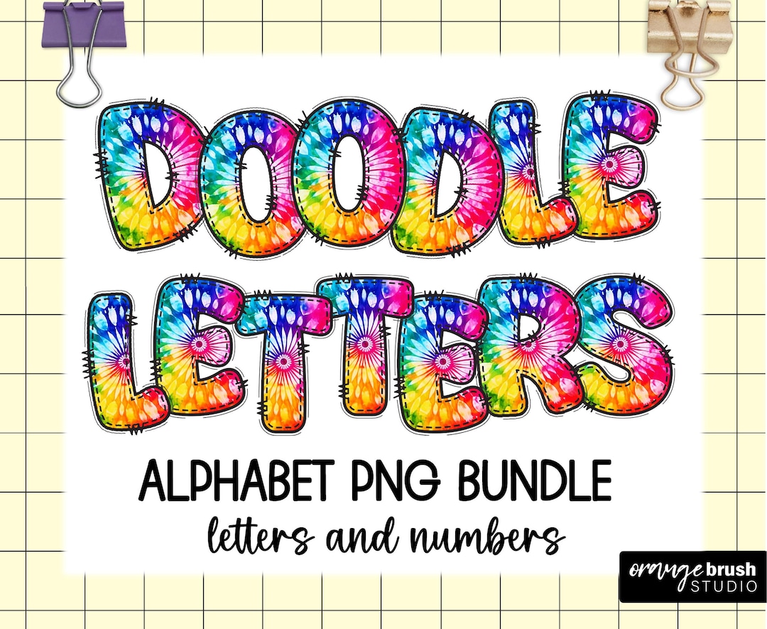 Tie Dye Doodle Letters Clipart, Rainbow Alphabet PNG Bundle, Letters ...