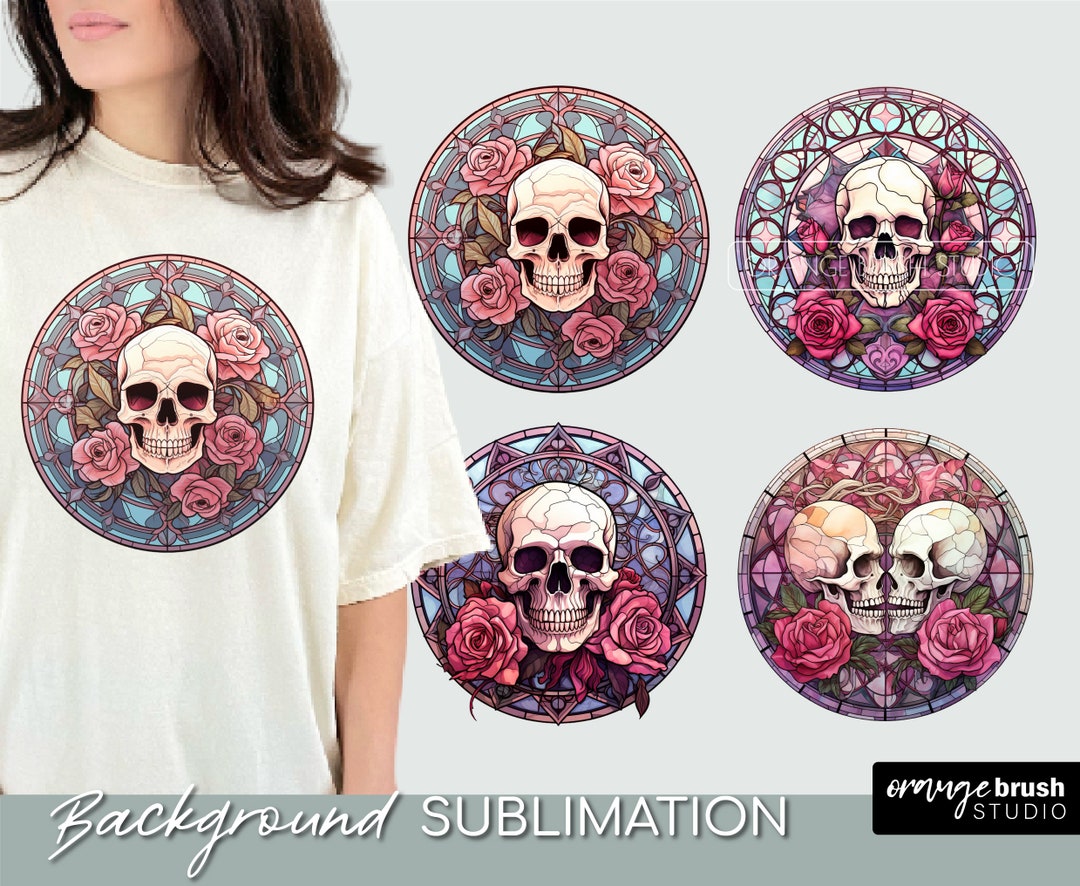 Stained Glass Halloween Skull Round PNG Backgrounds. Skeleton PNG ...