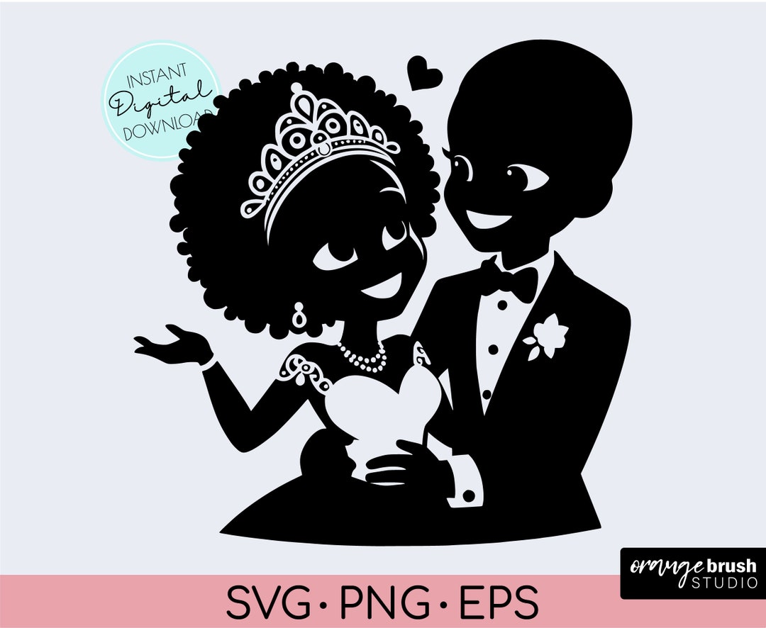 Wedding SVG, Black Couple, Bride and Groom SVG PNG for Cricut, Mr and ...