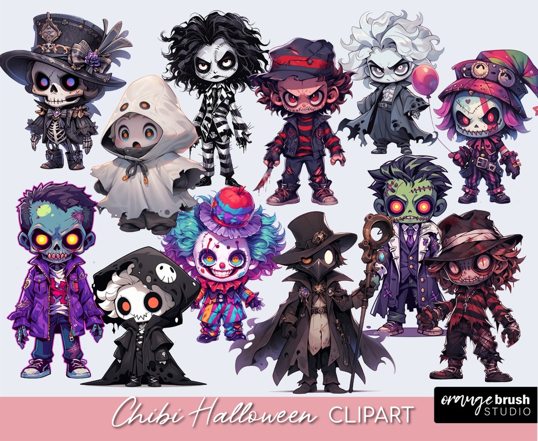 Chibi Halloween Clipart Bundle: PNG Horror Clipart. Halloween - Etsy
