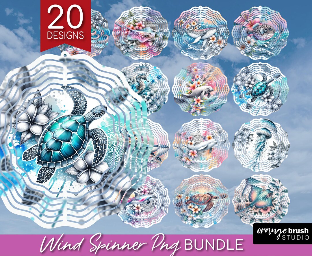 Sea Animals Wind Spinner Sublimation Bundle, Summer Wind Spinner PNG ...