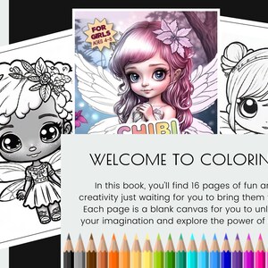 Chibi Fairies Coloring Page Bundle, Printable Kids Coloring Book ...
