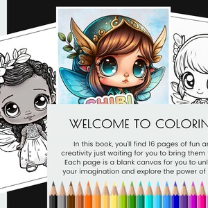 Chibi Fairies Coloring Book, Printable Kids Coloring Page Bundle ...