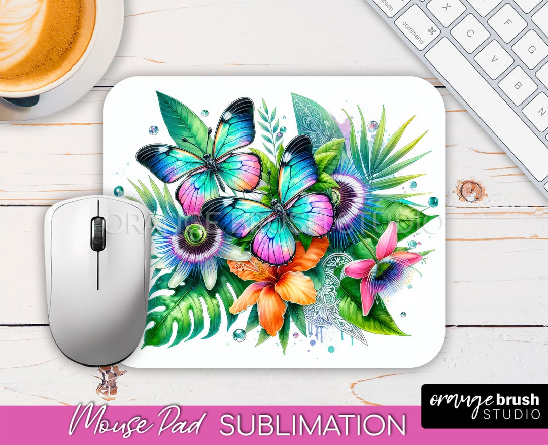 Butterfly Mouse Pad Sublimation, Tropical Mouse Pad Design, Butterflies ...