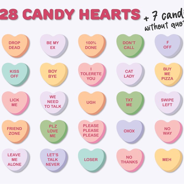 Conversation Hearts Clipart - Etsy