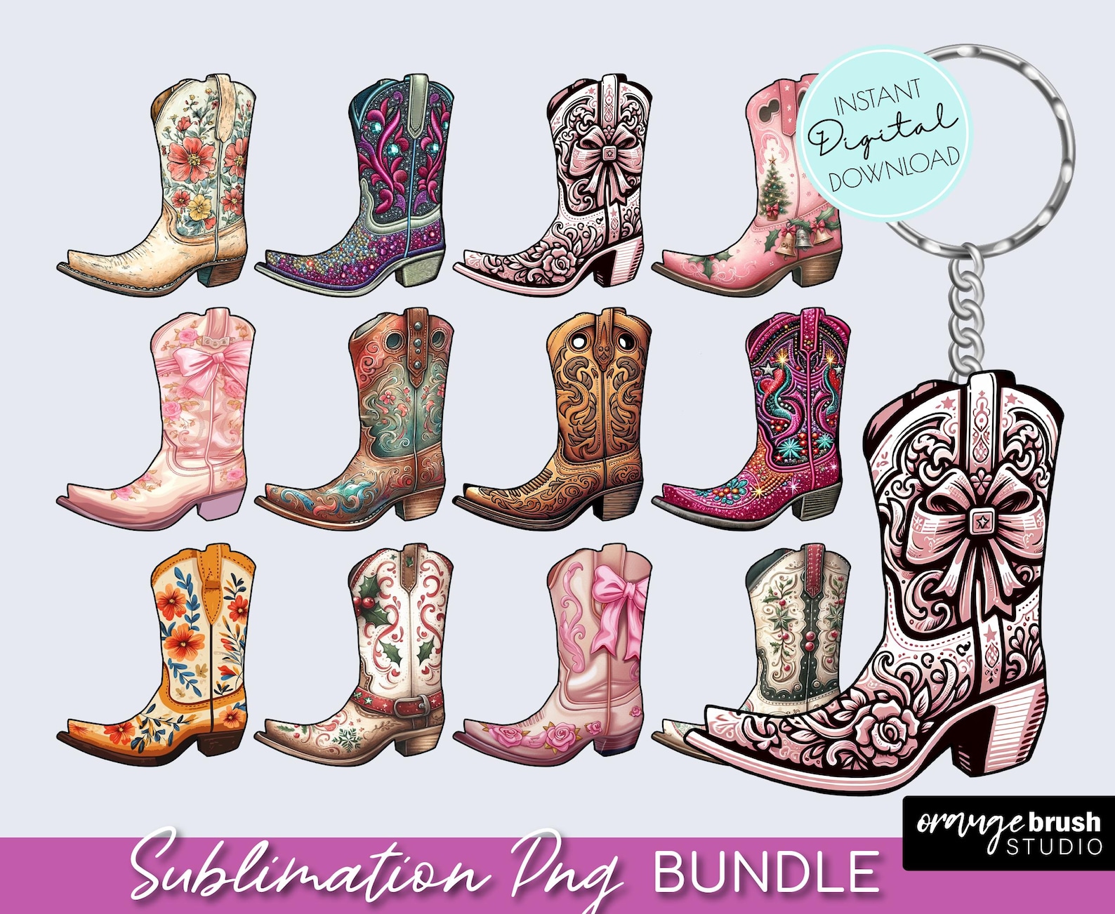 Cowgirl Boots PNG Sublimation, Western Cowboy Boot 12 PNG Files for ...