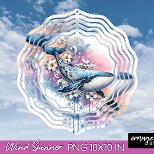 Whale Wind Spinner Sublimation Design. Beach Wind Spinner Template ...