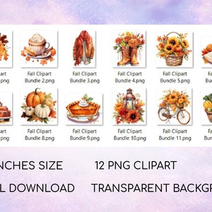 Fall Sublimation Bundle Watercolor Autumn Clipart PNG. Fall - Etsy
