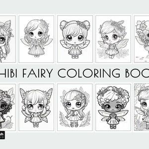 Chibi Fairies Coloring Page Bundle, Printable Kids Coloring Book ...
