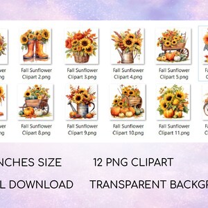 Fall Sunflower Sublimation Designs, Watercolor Autumn Clipart Png ...