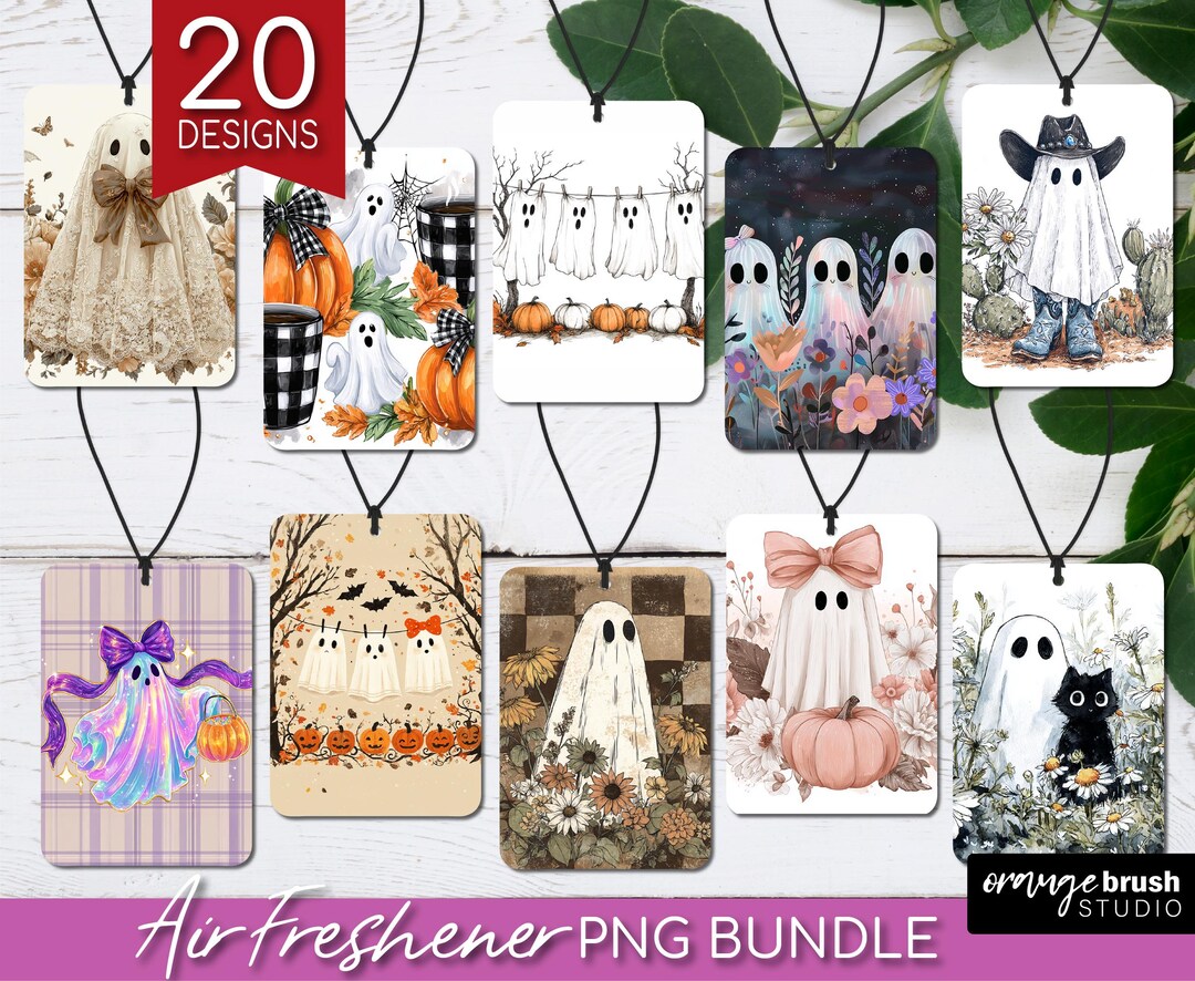 Ghost Air Freshener Sublimation Bundle. Cute Halloween Car Freshener ...