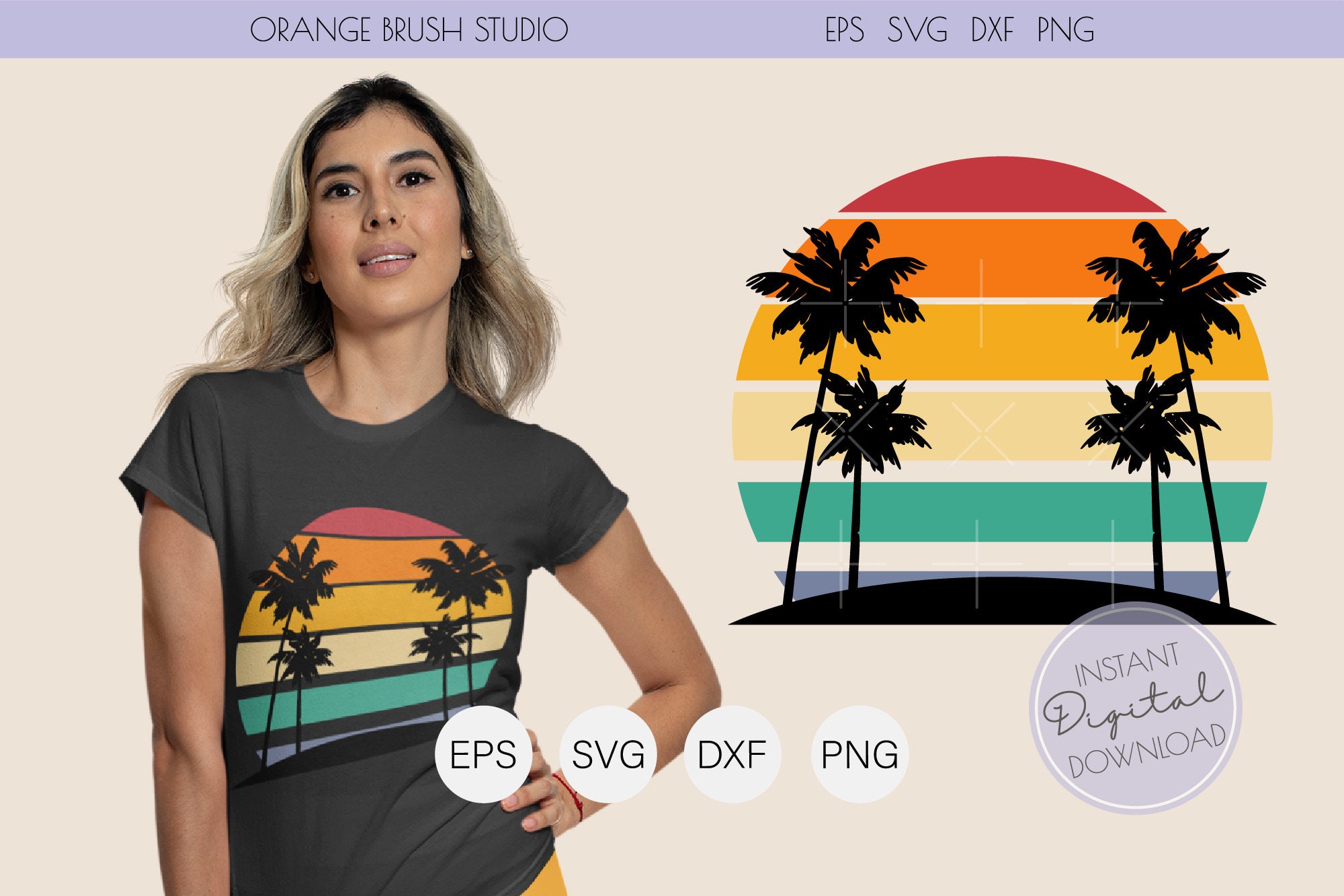 Retro Sunset Background SVG Bundle - 15 Designs for Summer Shirt ...