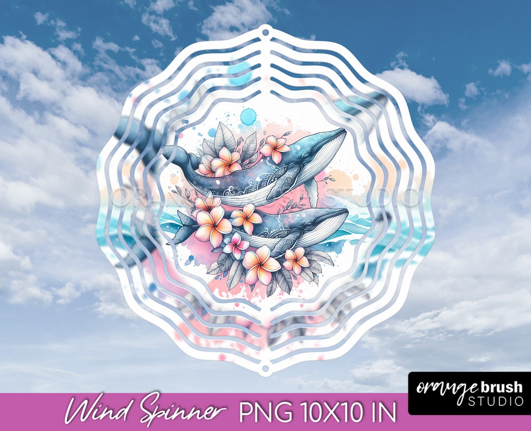 Whale Family Wind Spinner Sublimation Design. Flowers Spinner Template ...