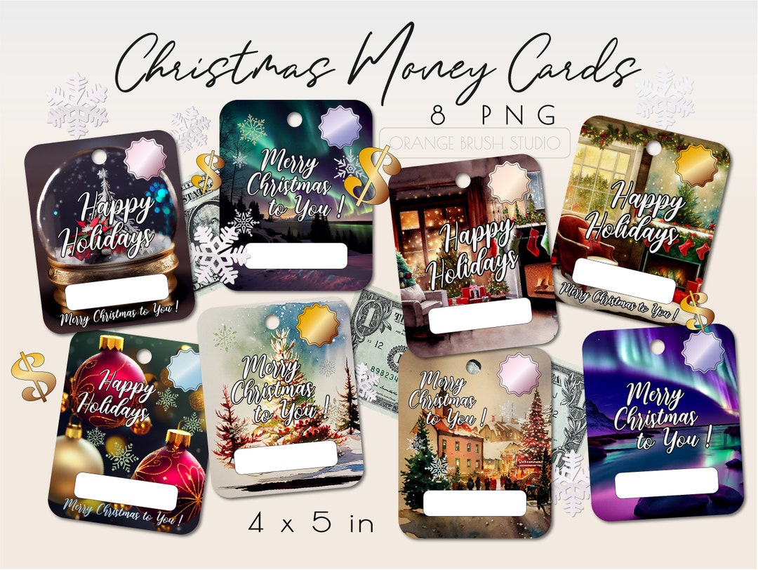 Money Card Bundle Merry Christmas Card Holder PNG Designs, Printable ...