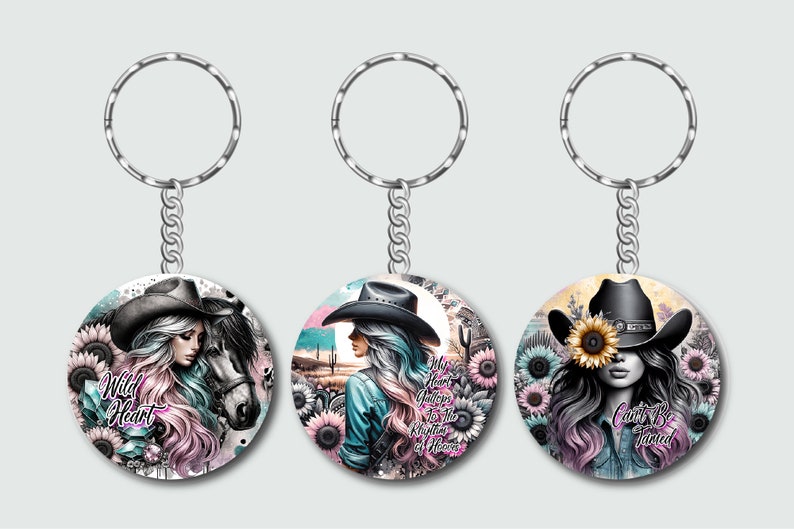 Western Keychain PNG Bundle - Cowgirl Keychain Sublimation Bundle ...